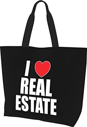 AOOEDM I Love Real Estate Ladies Canvas Tote Sac &agrave; provisions r&eacute;utilisable