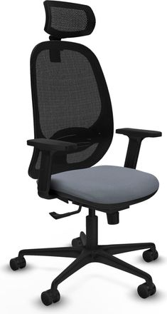 Piqueras y Crespo Cilanco B&uuml;rostuhl aus Stoff mit 2D-Armlehnen, h&ouml;henverstellbare Lendenwirbelst&uuml;tze und Kopfteil, h&ouml;henverstellbar und neigbar, Schwarz/Grau