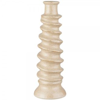 Ib Laursen [W0724] Kerzenhalter f/Stabkerze Saga Creme m/schr&auml;gen Ringen - H: 28,5 &Oslash;: 9,5