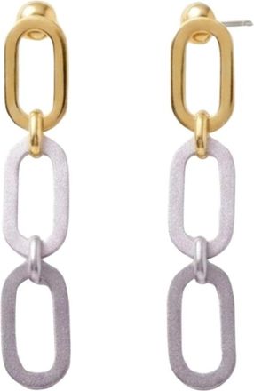 Dansk Copenhagen Femme, Accessoires, Multicolore, Taille: ONE Size Selma Waterproof 18K Gold Plated Duo Tone Earrings - Brushed/Sanded Stainless Steel