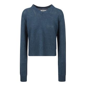 Maison Margiela V-Ausschnitt Strickware - - Knitwear - Damen - Blau - L