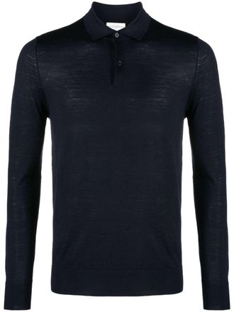 Ballantyne polo en jersey de laine à manches longues - Bleu