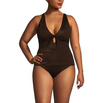 Lands End Gl&auml;nzendes Tankini-Set mit Knotendesign, Damen, Gr&ouml;&szlig;e:52-54 plus, Braun, Elasthan/Nylon-Mischung, by Lands End