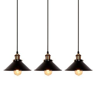 Newrays Lot de 3 luminaires suspendus industriels rétro en fer noir, cuisine, bar, balcon