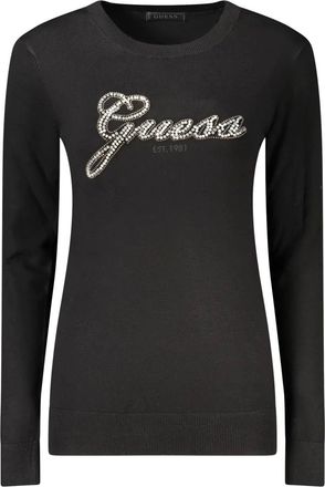 Guess Georgia Logo Sweater - Femme - Pulls - Noir - Taille: 38 FR