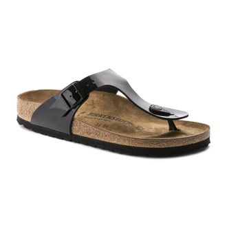 Birkenstock Femme, Chaussures, Noir, Taille: 41 EU Gizeh Birko-Flor Patent Sandales
