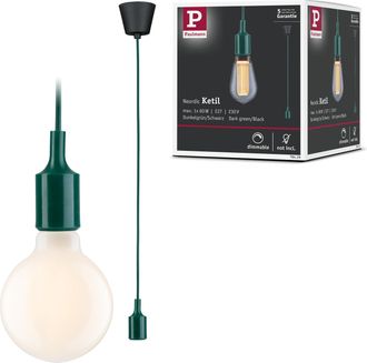 Paulmann 78429 Pendelleuchte Neordic Pendelleuchte Ketil ohne Leuchtmittel max. 60 Watt Hängeleuchte Grün, Schwarz Silikon, Kunststoff E27