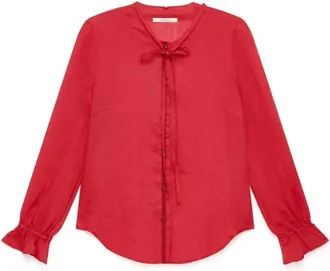 Maliparmi Maliparmi, Femme, Blouses et Chemises, Rouge, Taille: 38 FR Chemise en Ramie L&eacute;g&egrave;re