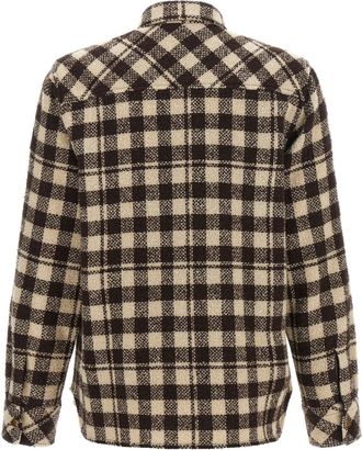 Moncler Checked Wool Blend Shirt - Brown