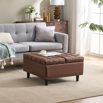 Suky Brand Großer quadratischer Aufbewahrungsstuhl, anhebbare Bank mit Stauraum, geeignet für Wohnzimmer Schlafzimmer Arbeitszimmer gepolsterte Aufbewahrungsbox,