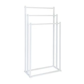 Relaxdays Handtuchst&auml;nder, HxBxT: 86 x 44 x 21 cm, Metall, 3 Stangen, Badezimmer, stehender Handtuchhalter, wei&szlig;