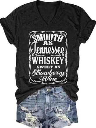 Generic T-shirt d&eacute;t&eacute; lisse comme Tennessee Whiskey Sweet As Berry Wine Tops Country Music Trendy Sports Loose Fit T-shirts mignons &agrave; manches courtes d&eacute;contrac