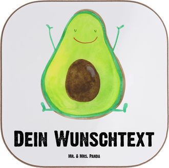 Mr. & Mrs. Panda Personalisierter Untersetzer Avocado Glücklich - Personalisierte Geschenke, Personalisieren, Kerze, Verrückt, Bedrucken, Bierdeckel, Filzuntersetzer, 