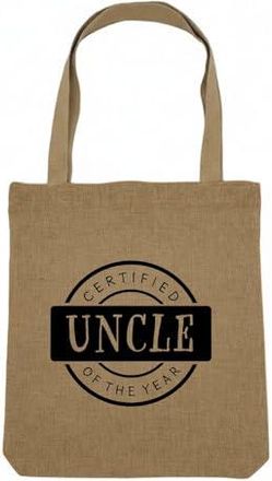 Fabulous Sac Shopping Tote Bag Aspect Lin - Certified Uncle of the Year Family - Sac de Courses Toile Epaisse 360g Beige Naturel Cabas Port&eacute; Epaule Solide Impr