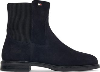 Tommy Hilfiger Klassische Stiefeletten Tommy Hilfiger Enamel Flag Suede Ankle Chelsea FW0FW09575 Dunkelblau