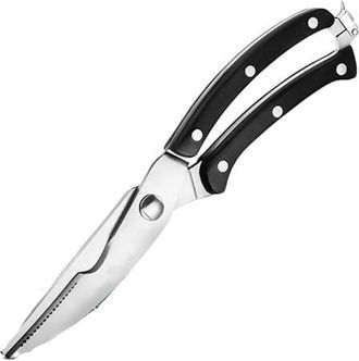 Royalty Line RL0938, Professionelle Küchenschere aus Edelstahl, multifunktional und ergonomisch, mit Verriegelungsmechanismus, für Fleisch und Gemüse - 20 cm, silb