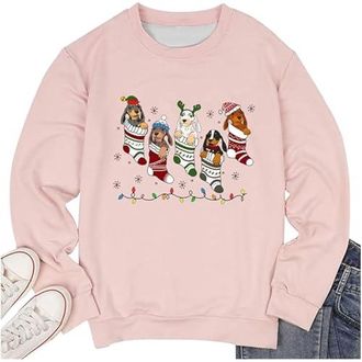 Generic Pull de Noel Femme Grande Taille Pull Très Moche de Noel Sweatshirt a Manches Longues Col Rond Sans Capuche Coupe Ample Et Décontractée Pour Femme Cou