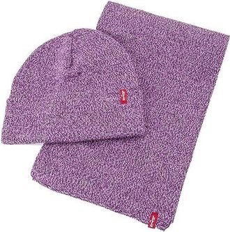 Levi's Set-Scarf & Beanie Headgear, Dark Purple, Un Mens