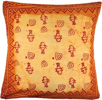 Guru Shop Kissenbezug Blockdruck, Dekokissen Bezug, Kissenh&uuml;lle Ethno, Traditionelle Herstellung - Muster 2, Baumwolle, Size:40x40 cm