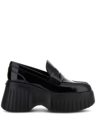 Hogan mocassins H-Stripes &agrave; plateforme - Noir