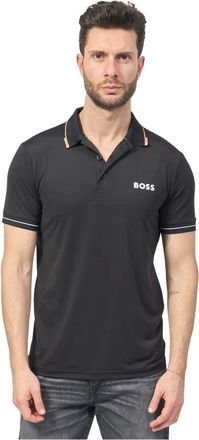 HUGO BOSS Homme, Tops, Noir, Taille: M Polo Noir en Coton avec Logo