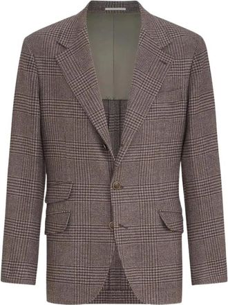 Brunello Cucinelli Blazer Cavallo Prince of Wales - Homme - Vestes - Brun - Taille: XL