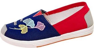 Generic Chaussures plates en daim pour femme - Mocassins légers et confortables - Chaussures décontractées en maille respirante - Chaussures de marche à bout 