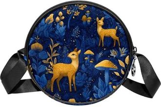 Generic Sac &agrave; bandouli&egrave;re Circle pour femme, petit sac &agrave; bandouli&egrave;re bleu dor&eacute; avec fermeture &eacute;clair, bretelles r&eacute;glables, sac &agrave; main rond d&eacute;contract&eacute; pour fe