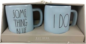 Rae Dunn Wedding Collection Something Blue I Do Blue Allover LL Kaffeetasse Geschenk-Set