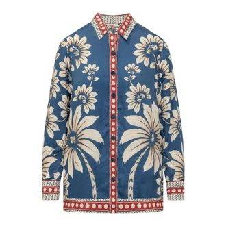 Farm Rio Farm Rio, Femme, Blouses et Chemises, Multicolore, Taille: 40 FR Luna Pajama Shirt