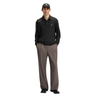 HUGO BOSS Hugo - Poloshirt f&uuml;r Herren, Mit Kragen, Lang&auml;rmlig (Schwarz)