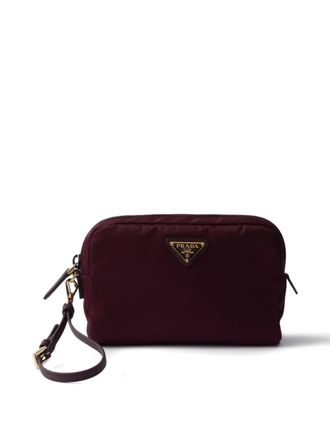 Prada trousse de toilette à plaque logo - Marron