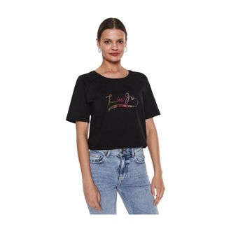Liu Jo T-Shirt mit Strasssteinen - - Tops - Damen - Schwarzk - XS