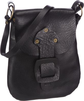 Lee Leather Shoulder Bag LM175001, Damen Schultertaschen, Schwarz (Black 01), 21x24x1 cm (B x H x T)