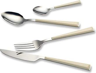 Echtwerk Echtwerk Besteck Set Basic mit Kunststoffgriffen, 24-teilig, Für bis zu 6 Personen, Edelstahl 18/0, Creme