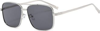 Generic Lunettes De Soleil Carr&eacute;es &Agrave; Grande Monture For Hommes, En M&eacute;tal For Femmes, Vacances Plein Air(Silver)