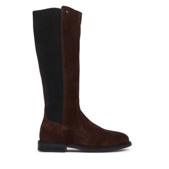Tommy Hilfiger Stiefel Tommy Hilfiger Enamel Flag Suede High Chelsea FW0FW09574 Dunkelbraun