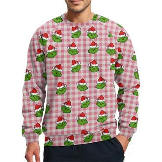 Generic Le Grinch Pull De Noel Homme Enfant Sweater Christmas Adulte Sweatshirts Famille col Rond Deguisement zippé 2025 Costume Ugly Noel Pulls Pyjama The Sw