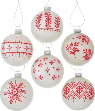 Boltze Weihnachtskugel Marik 8cm Rot/Wei&szlig; Glas Christbaumkugel Baumschmuck | 1 St&uuml;ck zuf&auml;llig