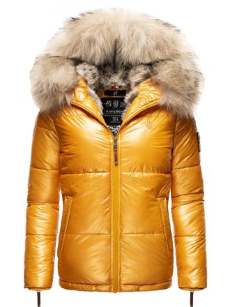 Navahoo Damen Winterjacke Steppjacke warm mit Kunstfellkapuze Tikunaa Yellow Gr. XS