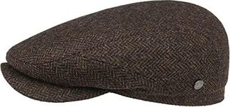 Lierys Casquette Crimson Wool Herringbone Homme - Made in The EU Laine Gavroche avec Visiere, Doublure Hiver Automne-Hiver - 57 cm Marron
