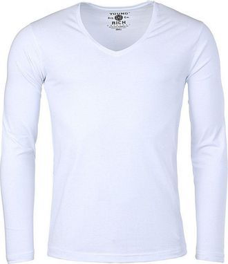 Young & Rich T-Shirt Herren Uni Basic extra tiefer Ausschnitt Unterziehshirt 2239 3er Pack (3er-Pack, 3-tlg., 3er-Pack) V-Ausschnitt unifarben langarm slim fit