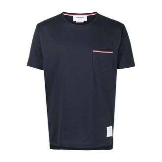Thom Browne Homme, Tops, Bleu, Taille: M T-shirt de poche marine