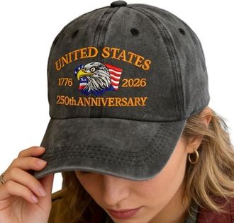 Generico Chapeau du 250e Anniversaire | Chapeaux r&eacute;glables r&eacute;tro Respirants - Chapeau pour 250 Ans - pour Anniversaire, Plage, Camping, randonn&eacute;e, Travail, Cou