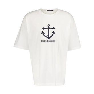 Dolce & Gabbana Nautisches Ankerdruck Wei&szlig;es T-Shirt - - Tops - Herren - Wei&szlig; - S