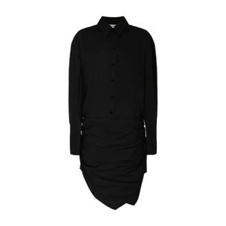 The Attico Schwarzes Asymmetrisches Hemd Kleid - - Dresses - Damen - Schwarzk - XS