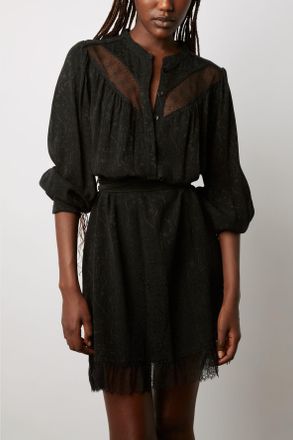 Gerard Darel Robe courte en jacquard avec application de dentelle - JOSY - Noir