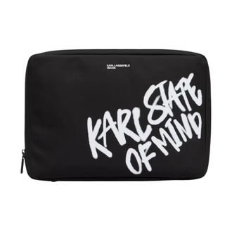 Karl Lagerfeld Laptoptasche mit Print-Zitat - - Bags - Herren - Schwarzk - ONE SIZE