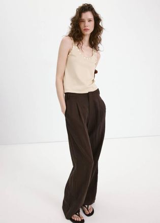 Mango D&eacute;bardeur &agrave; bretelles avec boutons d&eacute;coratifs &eacute;cru - Femme - XS - MANGO