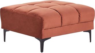 Beliani Ottomane Samtstoff hell rot rechteckig 88 x 80 cm Fu&szlig;ablage Alnes